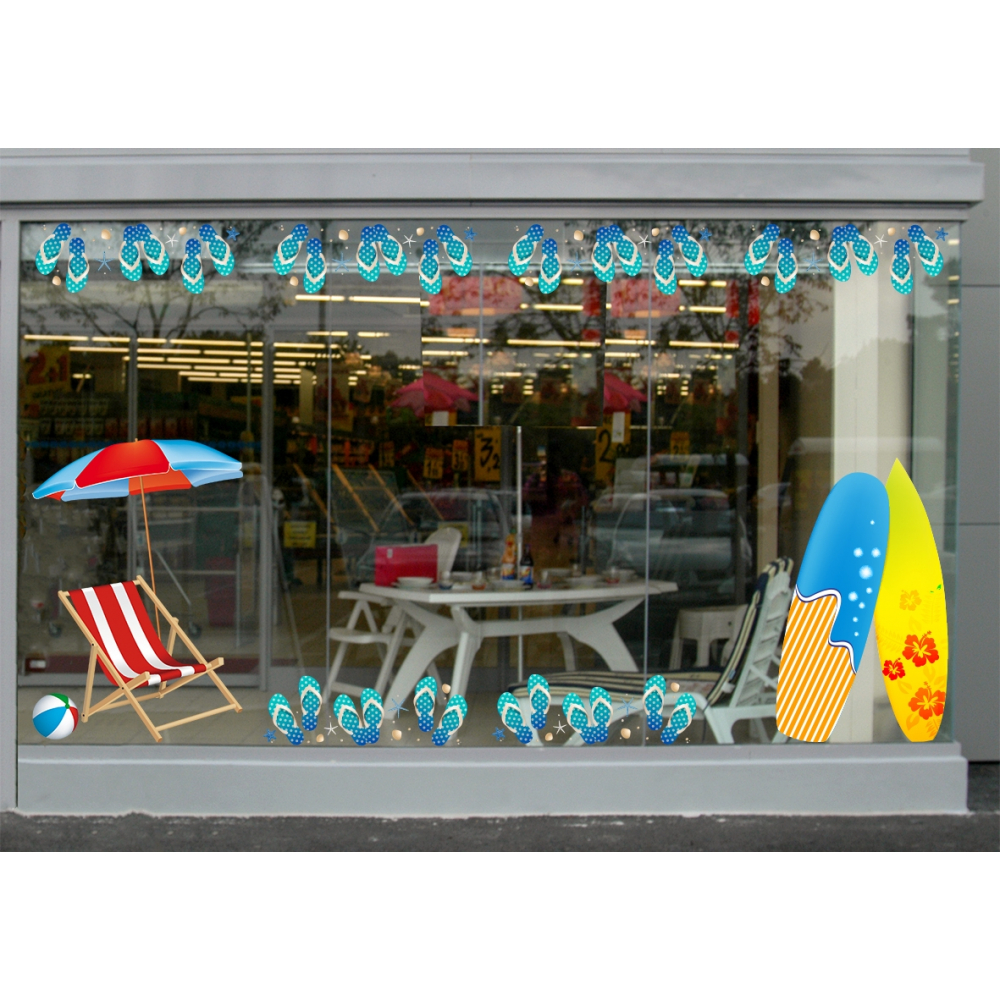 ETE2 - Sticker chaise longue parasol - DECO-VITRES - Electrostatique