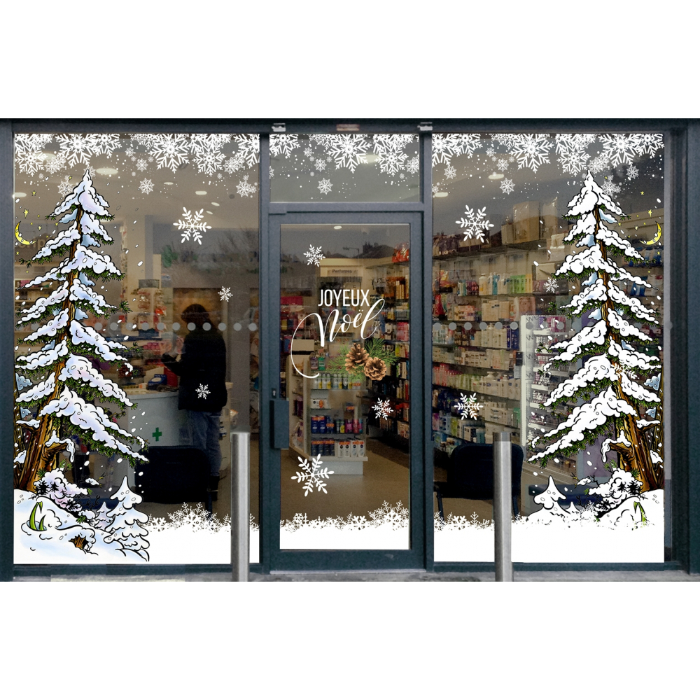 JN40 - Sticker Joyeux Noël pignes de pin