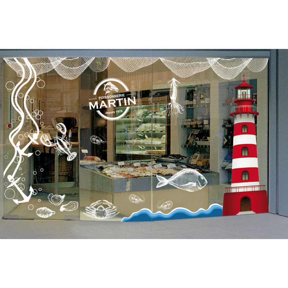 PS7 - Sticker poisson et fruits de mer