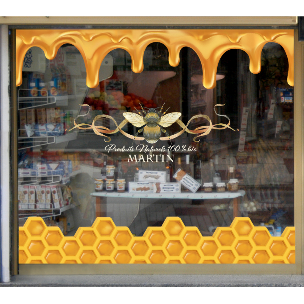 MIEL5 - Sticker bannière abeille personnalisable