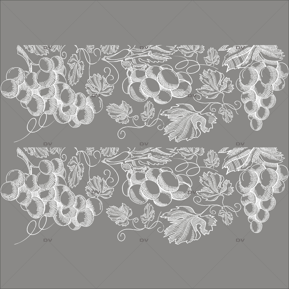 VIN33 - Sticker frises de feuilles de vigne et raisins horizontales