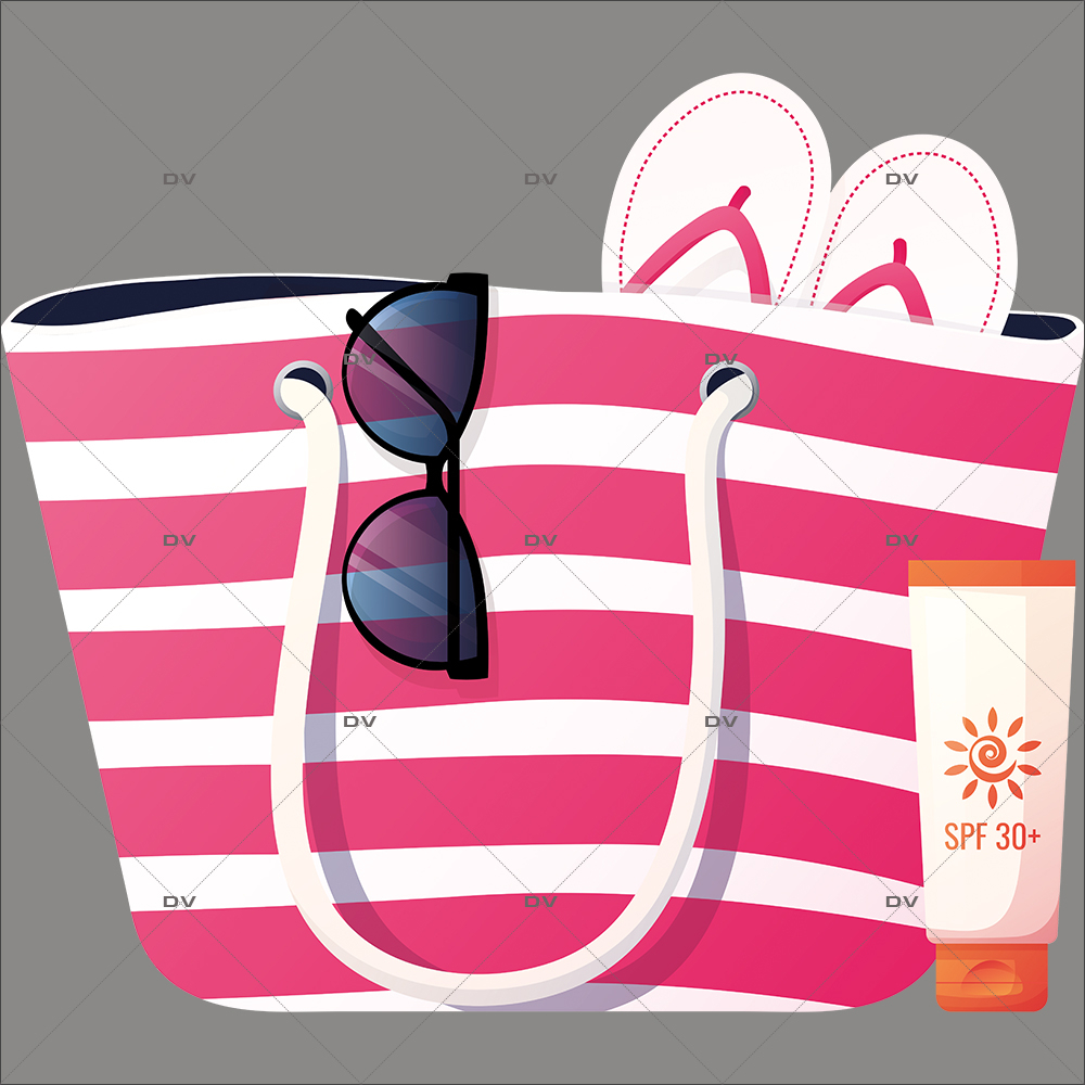 ETE15 - Sticker sac de plage rose