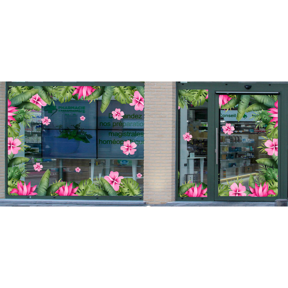 EXO8 - Sticker fleurs exotiques roses